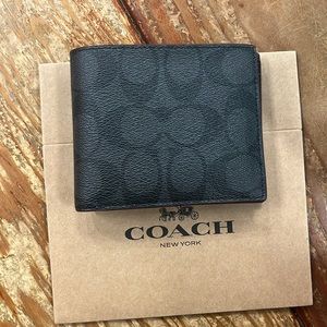 Coach | Bags | Coach Mens Wallet Compact Id Signature Oxblood | Poshmark